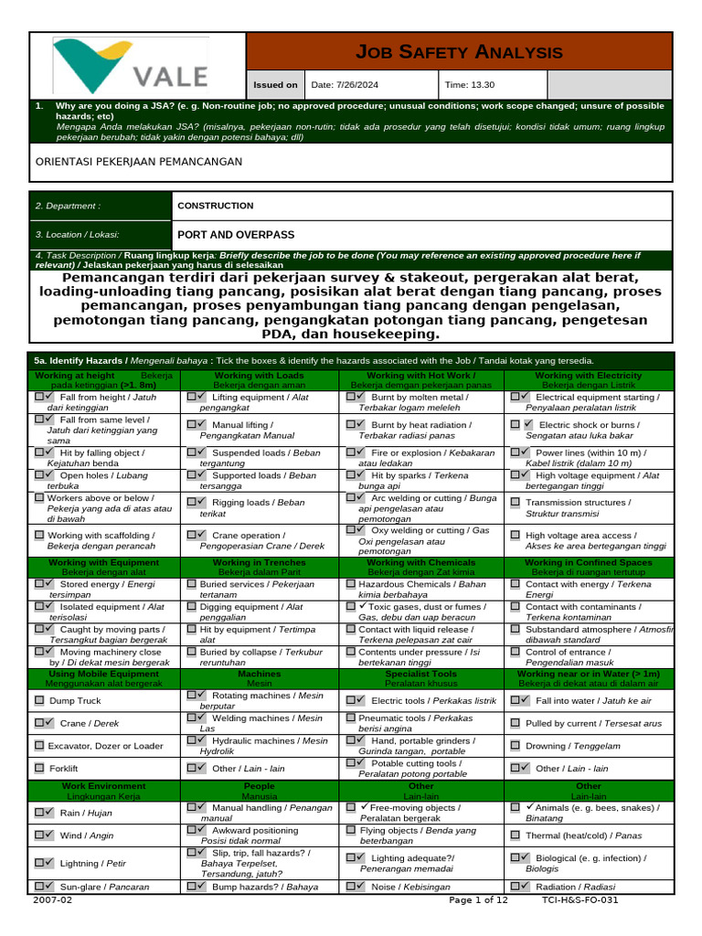 JSA Form Template | PDF