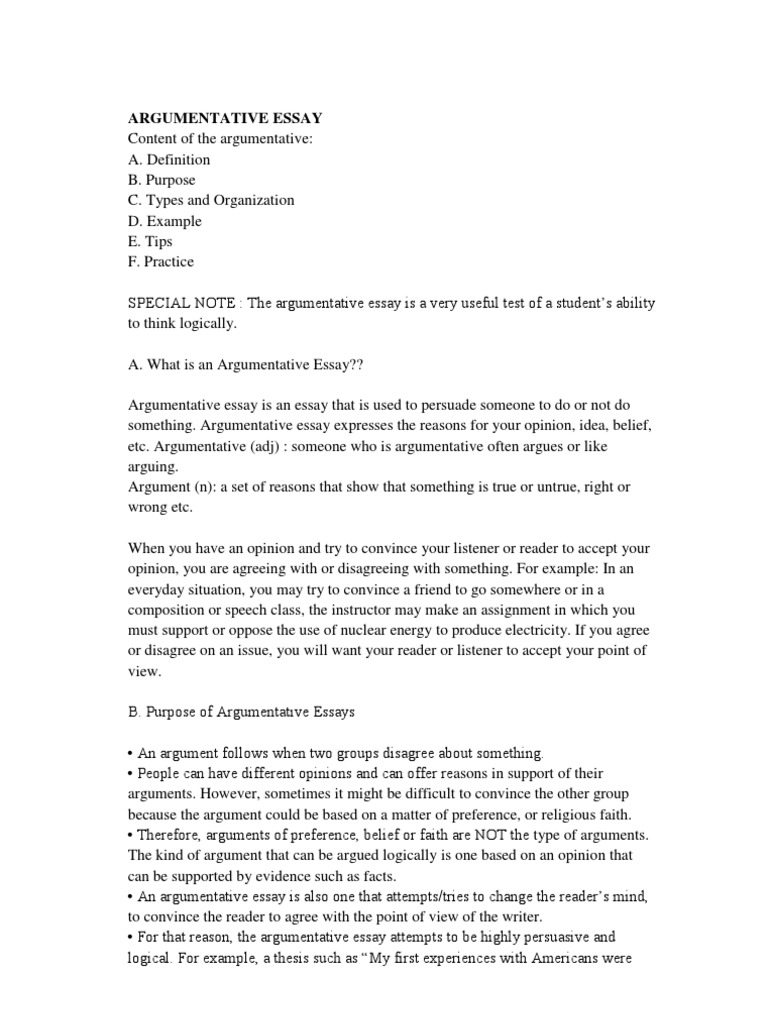 Argumentative Essay Guide | PDF | Argument | Essays