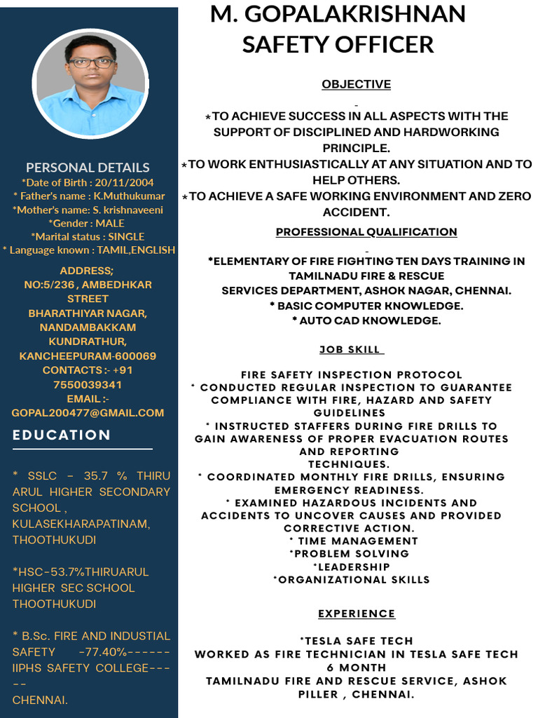 Fire Safety Officer Resume Overview | PDF
