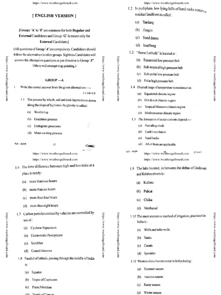 WB Board Class 10 Geography English Version 2020 | PDF