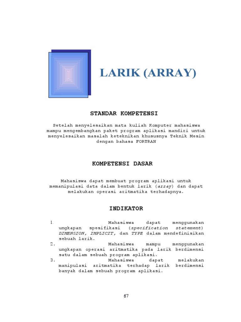 BAB 4 Larik Array (Fotran) | PDF | Teknologi & Rekayasa