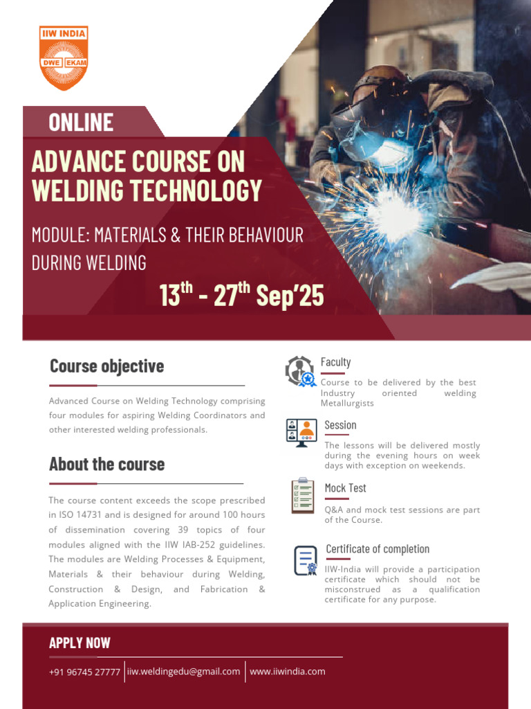 Advanced Welding Technology Course | PDF