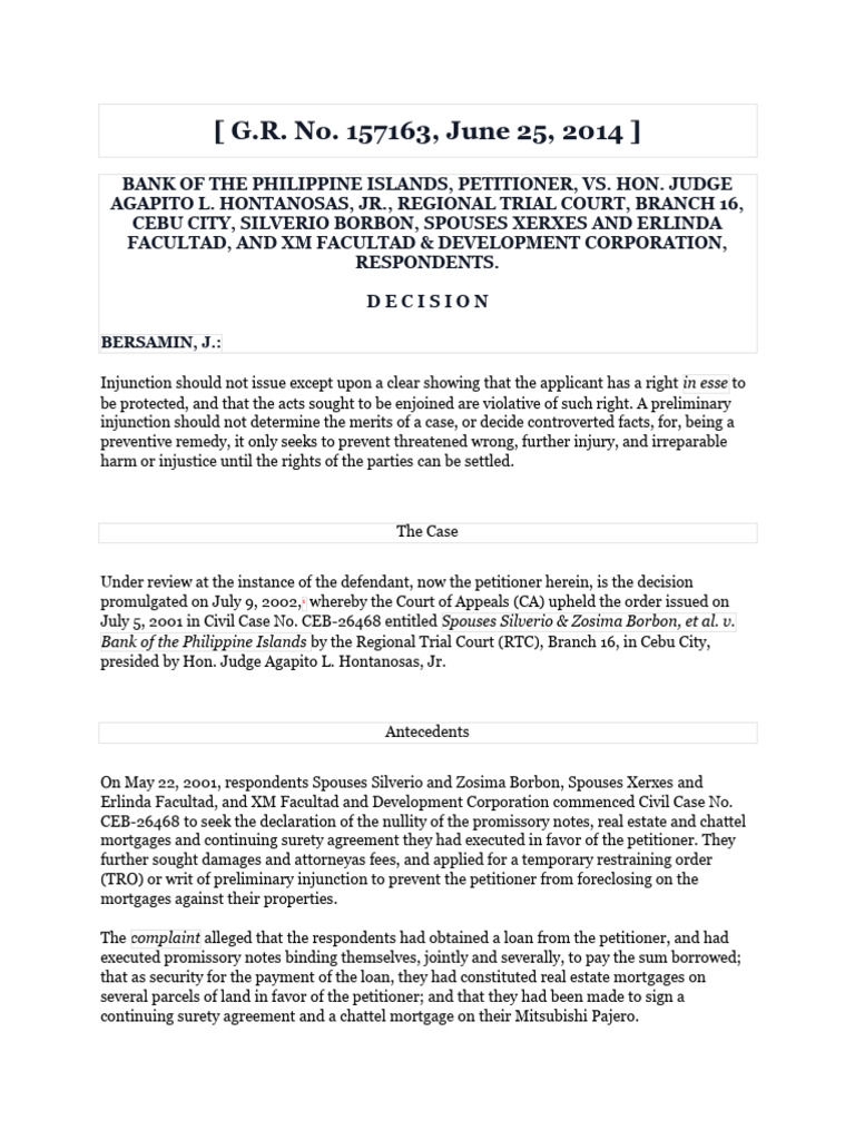 BPI Vs Hontanosas Jr. | PDF | Injunction | Lawsuit