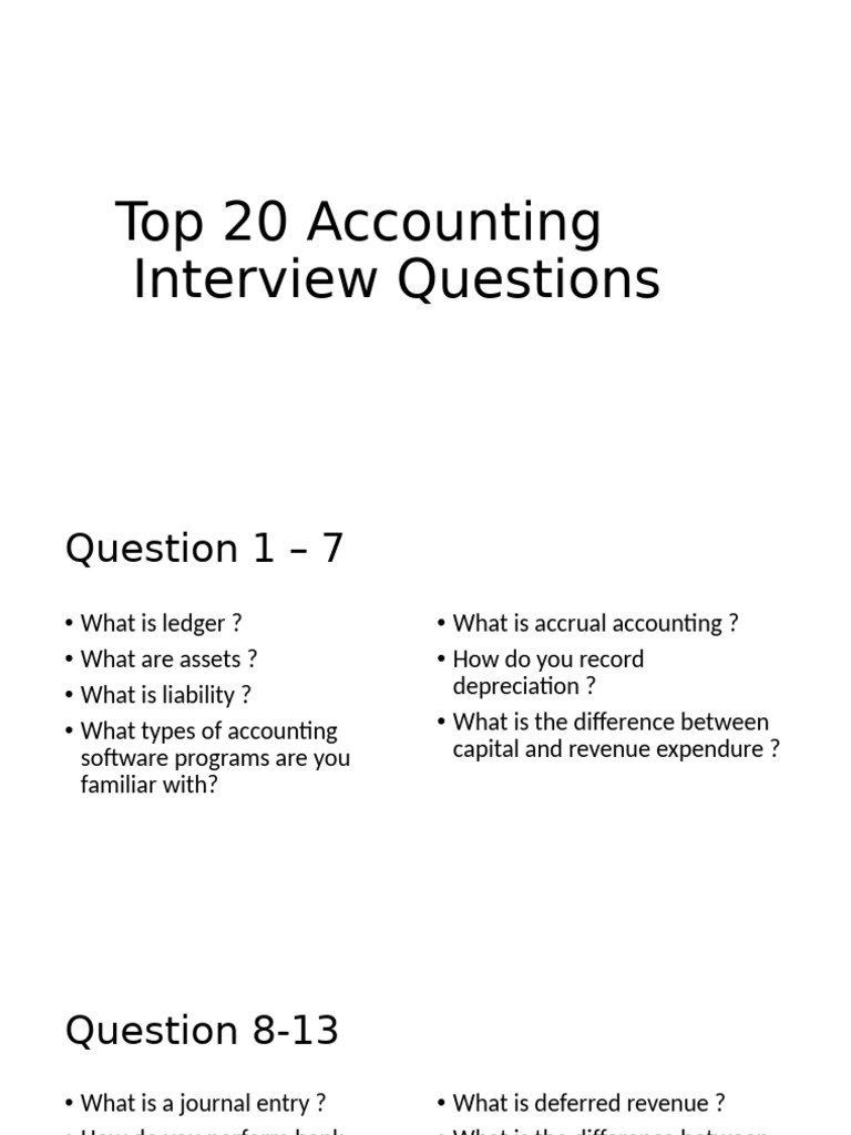 Top 20 Accounting Interview Questions | PDF