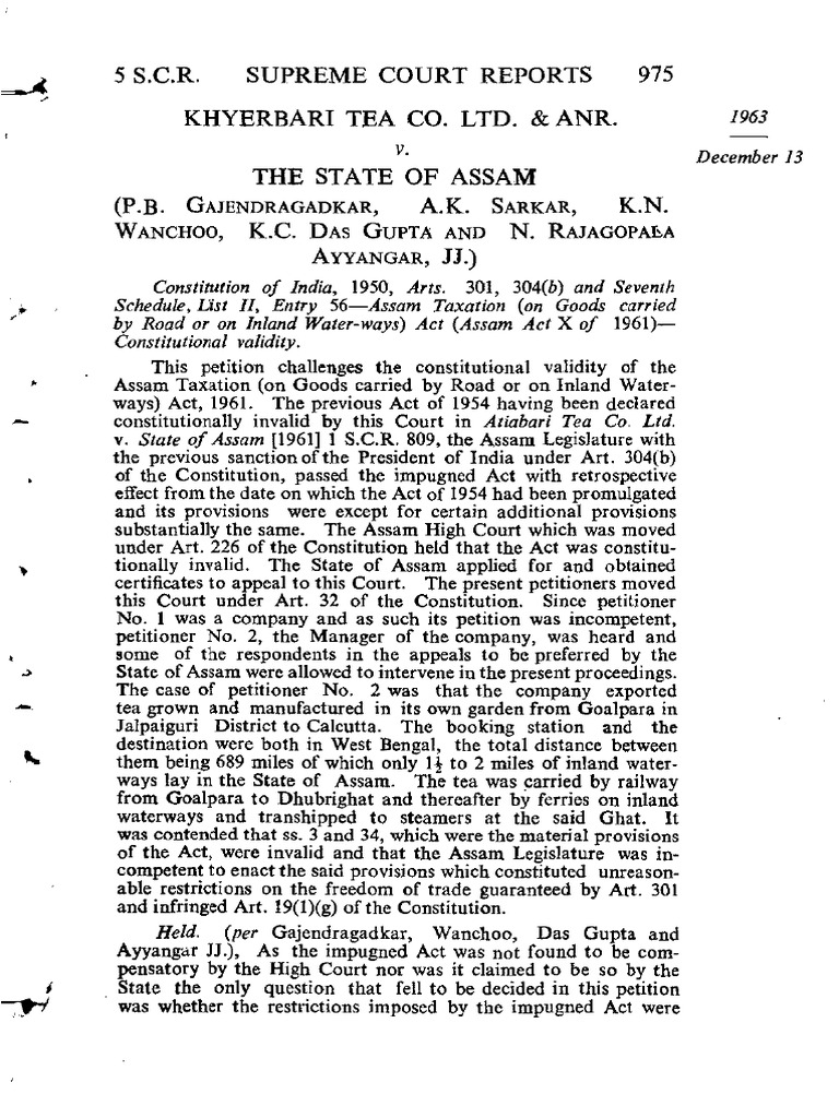 Khyerbari Tea Co. Ltd. &anr. - The State of Assam - 1701168168 | PDF ...
