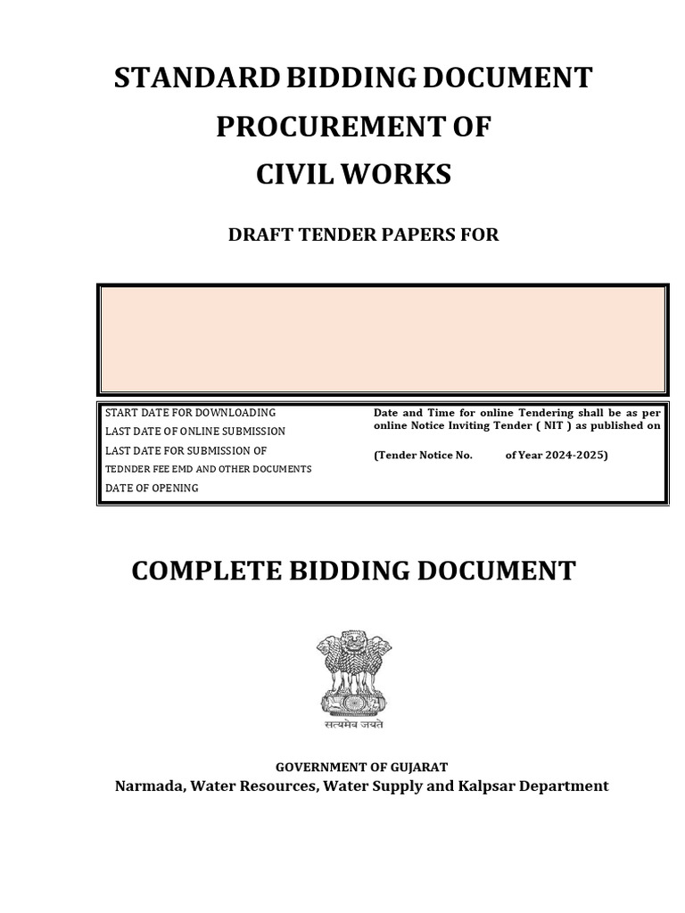 SBD Guidelines for Civil Works Tender | PDF | Joint Venture ...