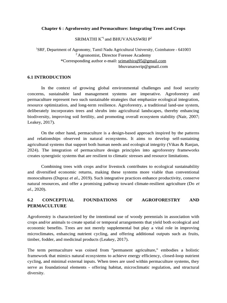 Chapter 6 Agroforestry and Permaculture Integrating Trees and Crops ...