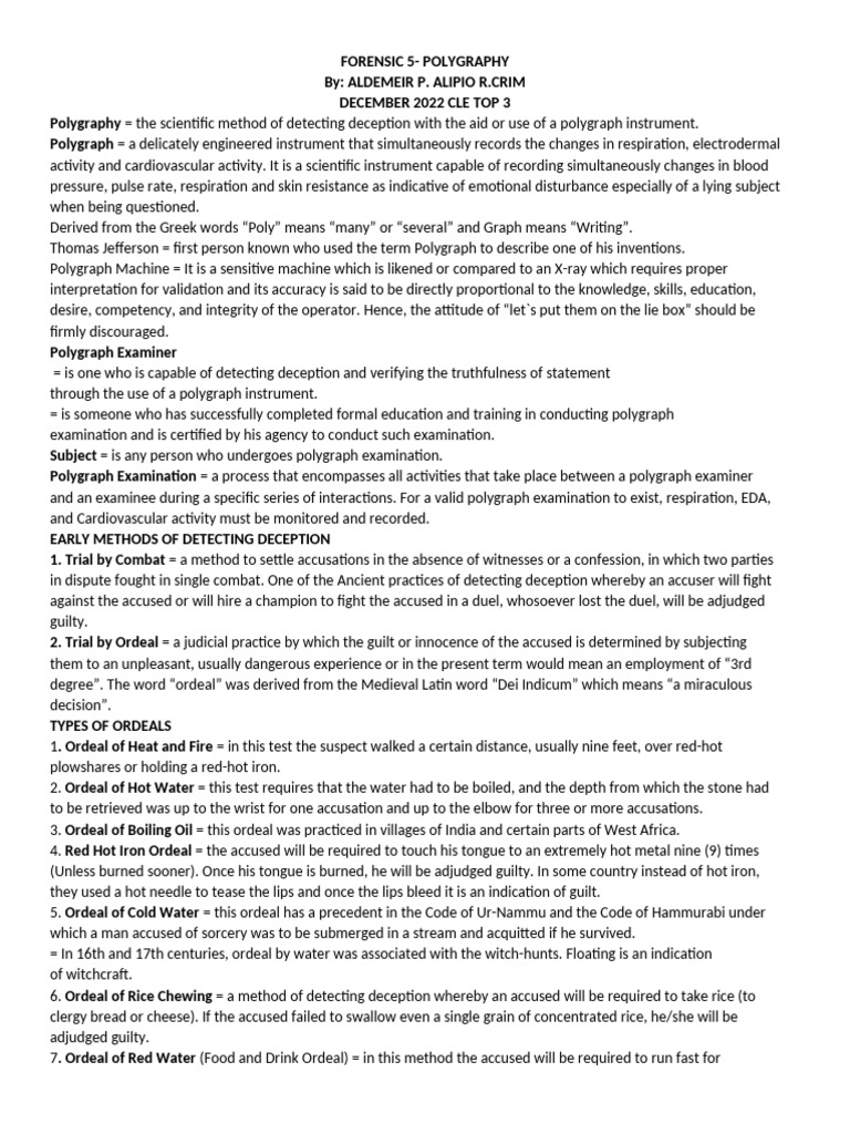 Understanding Polygraphy in Forensics | PDF | Polygraph | Daubert V ...
