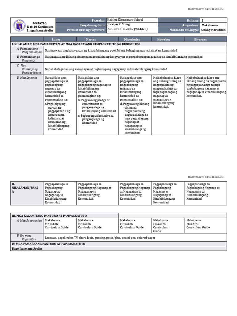 Dll Matatag Makabansa 3 Q1 W8 Pdf
