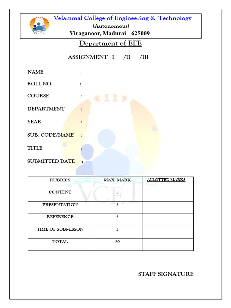 Assignment Front Page (General) | PDF