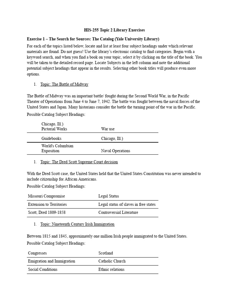 Library Exercises for Source Searching | PDF