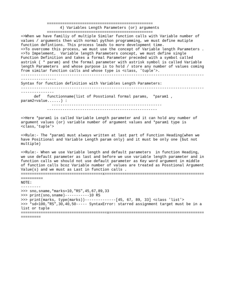 Variables Length Arguments | PDF | Parameter (Computer Programming) | Variable (Computer Science)
