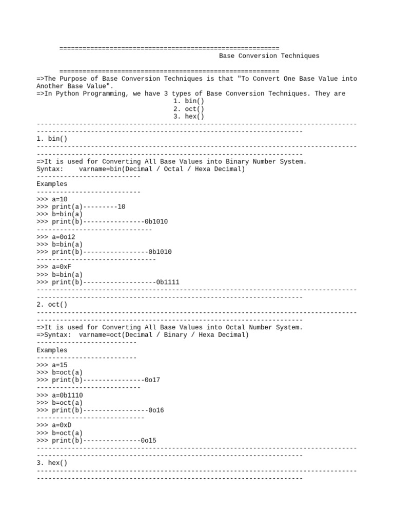 Python Base Conversion Methods | PDF | Decimal | Discrete Mathematics