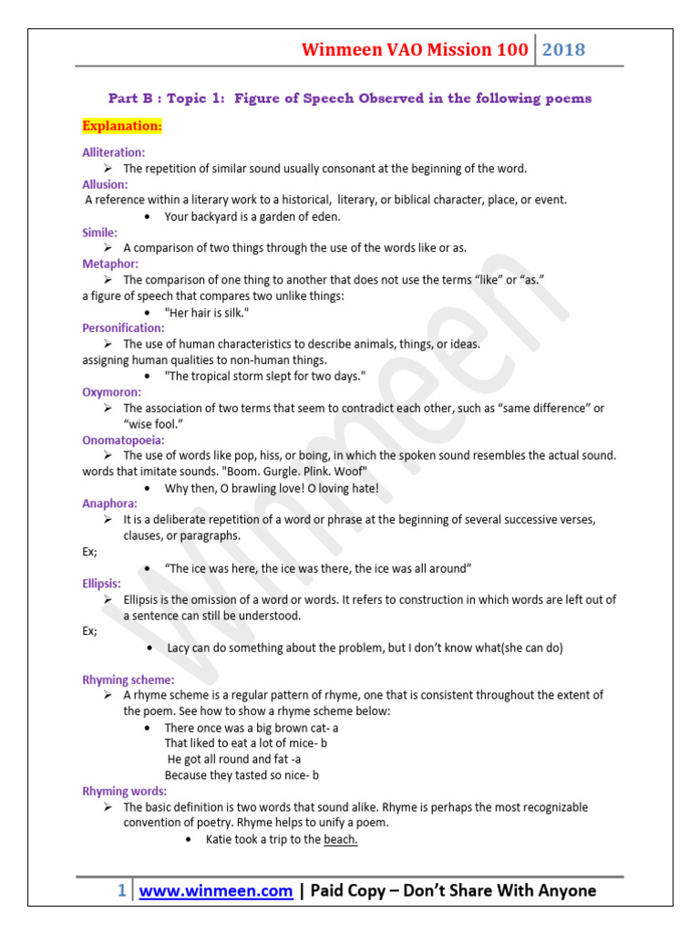 Figures of Speech in Poetry Analysis | PDF | Honey | Rhyme