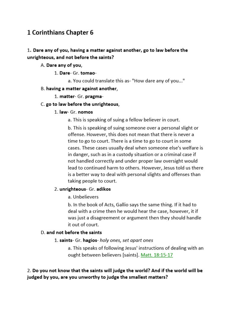 NT-064 - 1 Corinthians Chapter 6 - RM Commentary | PDF | Justification ...