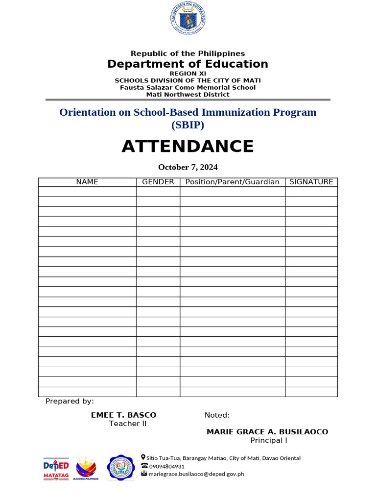 School-Based Immunization Program Orientation | PDF
