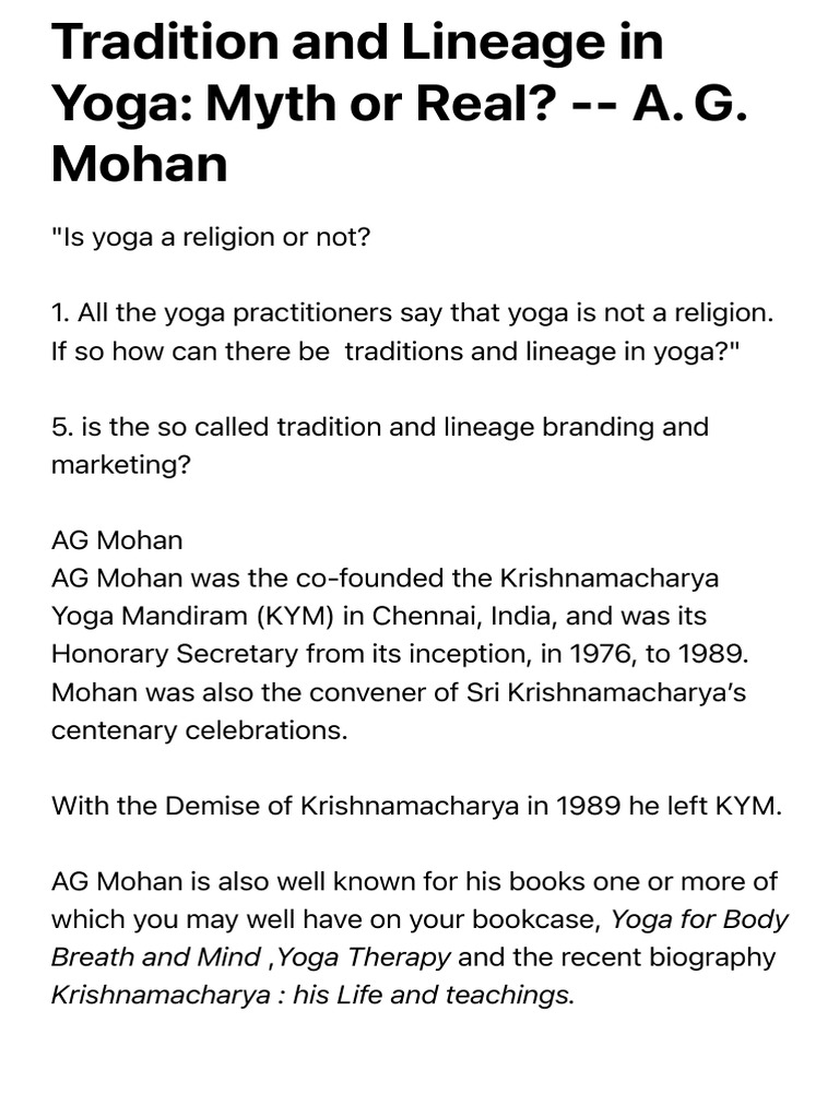 Yoga Traditions: Myth or Reality? | PDF