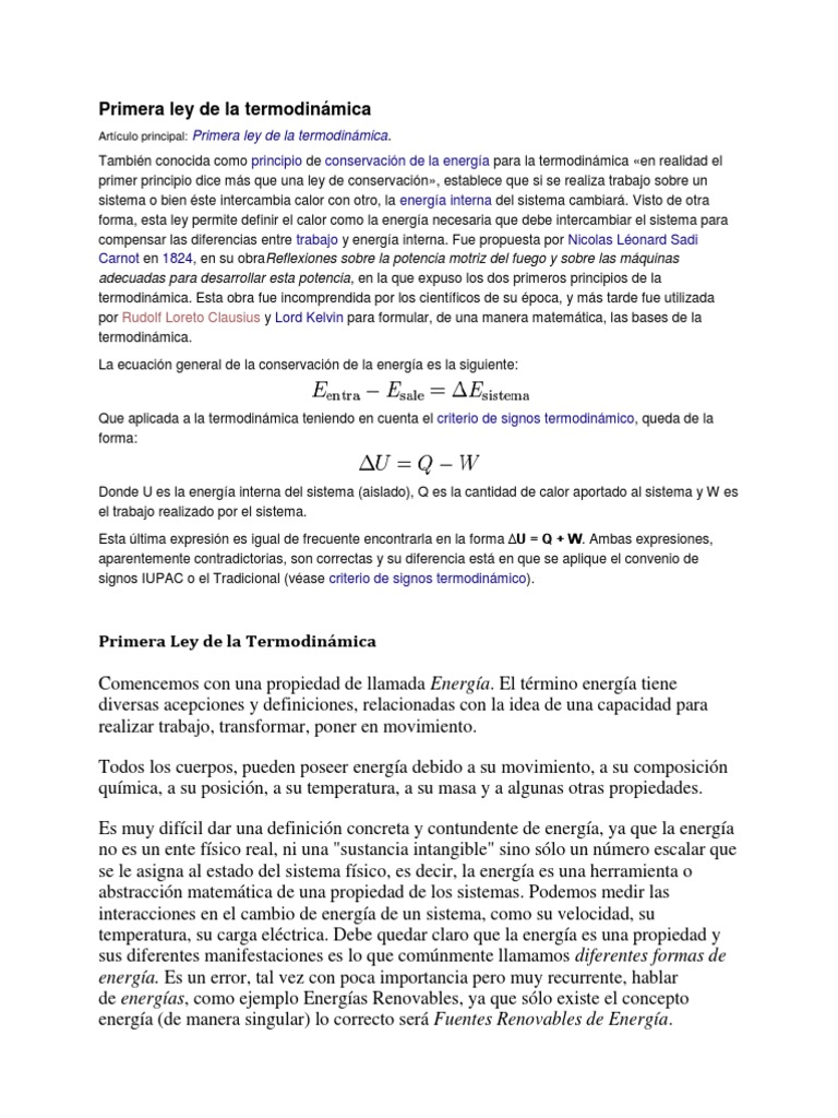 Primera Ley de La Termodinámica | PDF | Termodinámica | Universo físico