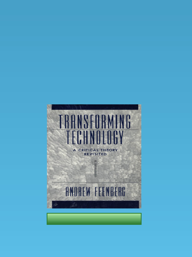(Ebook) Transforming Technology: A Critical Theory Revisited by ...