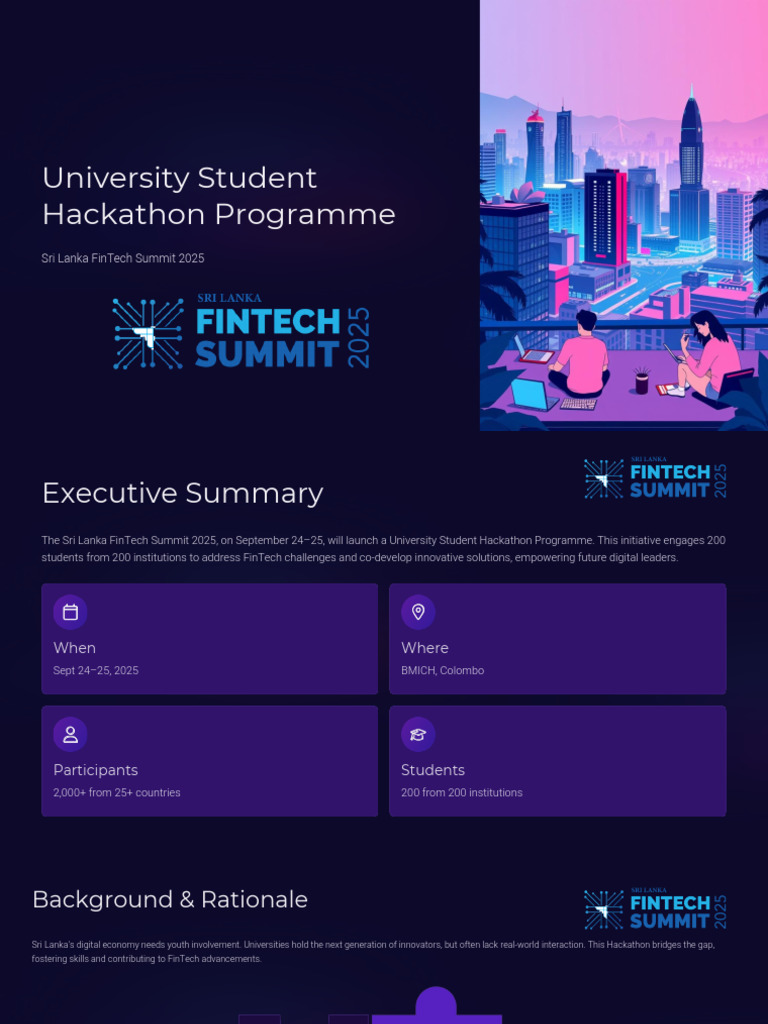 Sri Lanka FinTech Summit 2025 Hackathon | PDF | Mentorship | Innovation