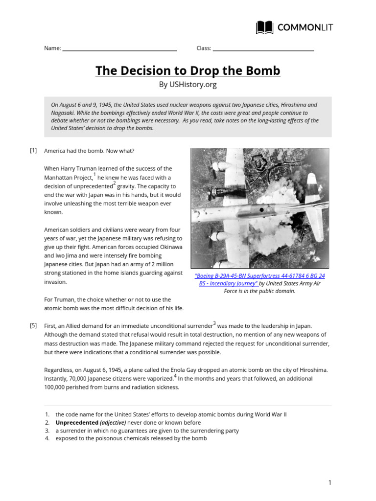 The Decision To Drop The Bomb-Teacher-12 | PDF | Atomic Bombings Of ...