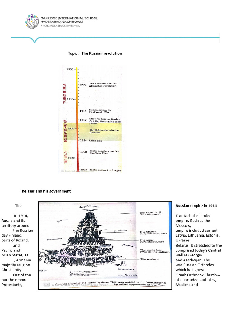 Grade 8 Unit 1 Handout 2 | PDF | Russian Empire | Russian Revolution