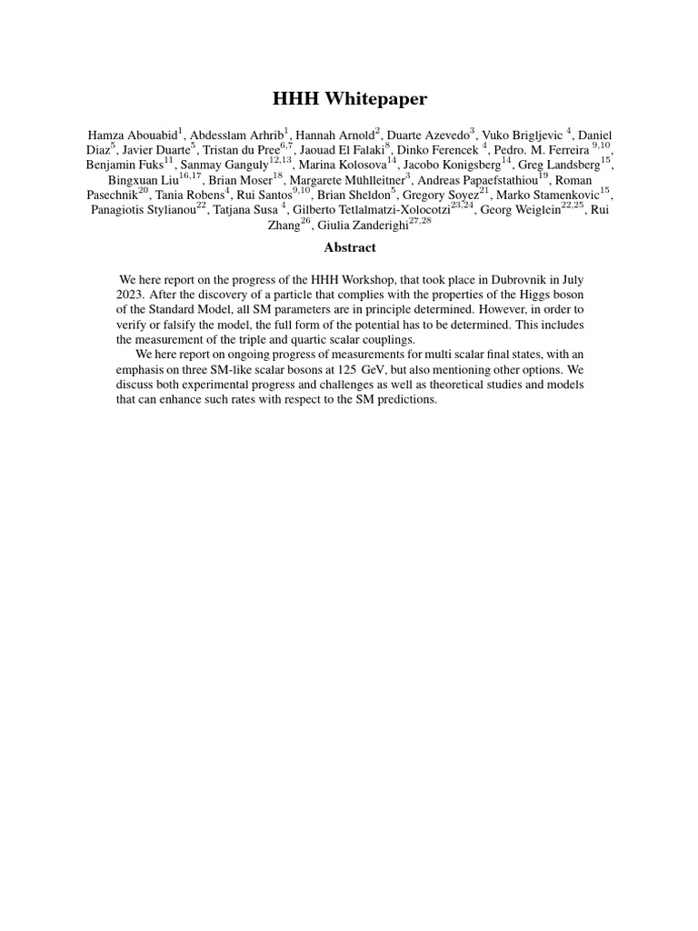 HHH Whitepaper | PDF | Higgs Boson | Standard Model
