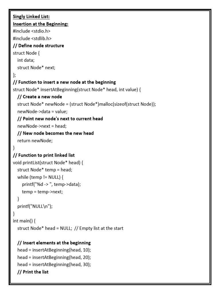 UNIT-2 Single Linked List Operations With Programs | PDF | Algorithms ...