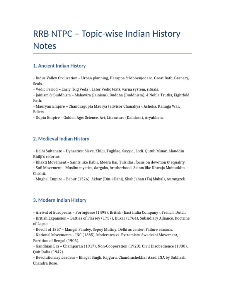 RRB NTPC History Notes | PDF