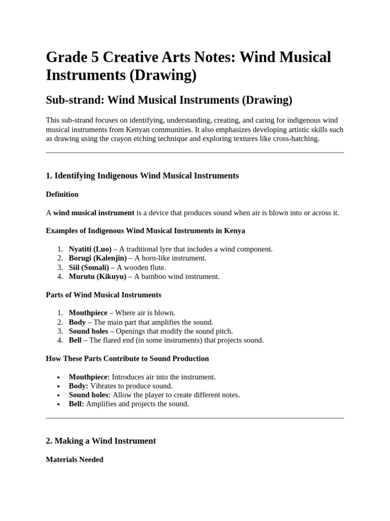 Grade 5 Creative Arts: Wind Instruments | PDF | Recorder (Musical ...