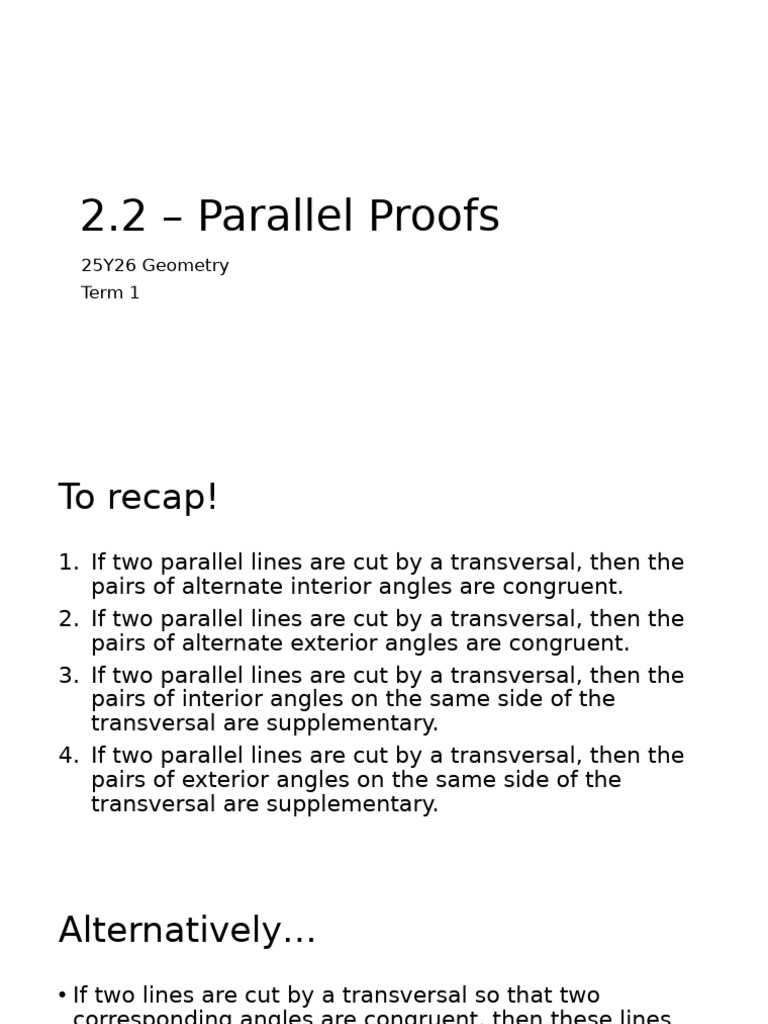 Parallel Lines and Transversal Angles | PDF