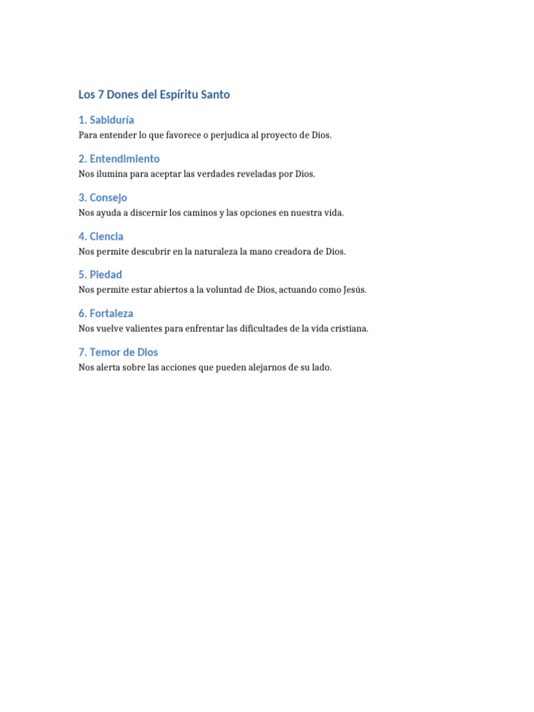 Los 7 Dones del Espíritu Santo | PDF