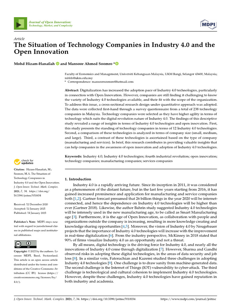 The Situation of Technology Companies I 2021 Journal of Open Innovation ...