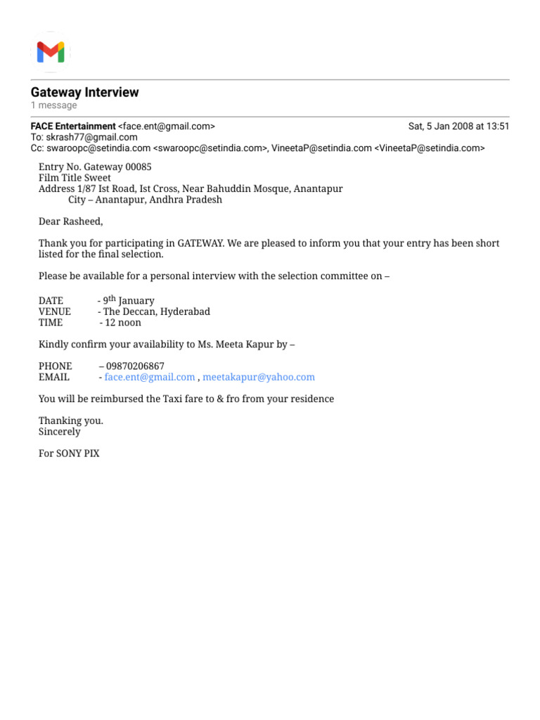 Gmail - Gateway Interview | PDF