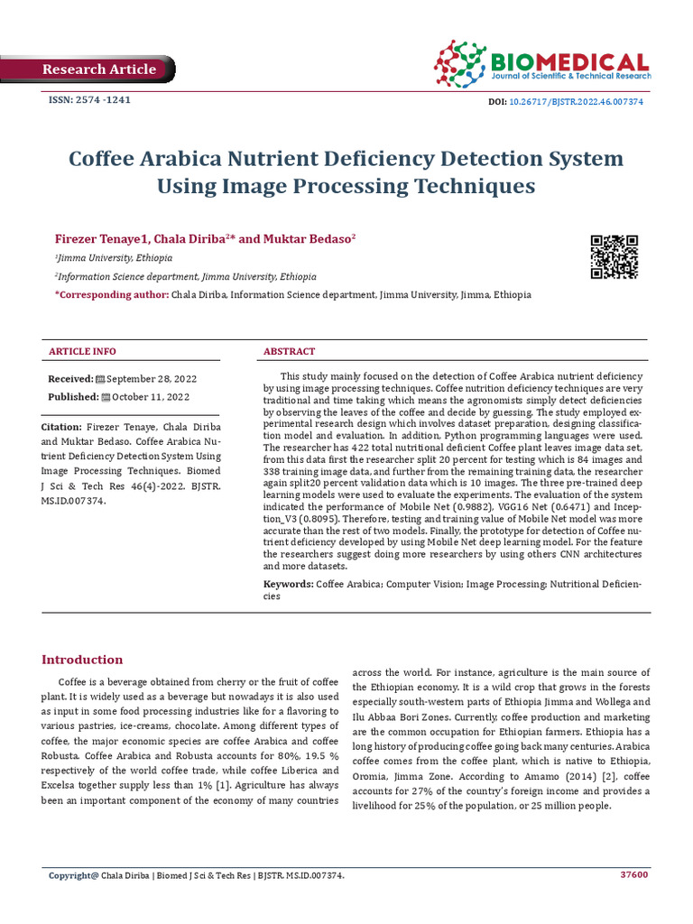 Coffee Nutrient Deficiency Detection System | PDF