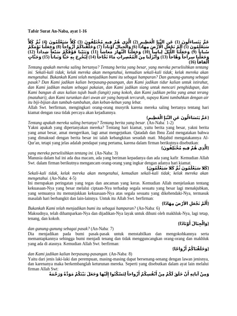 Tafsir Surat An Naba 1-30 | PDF