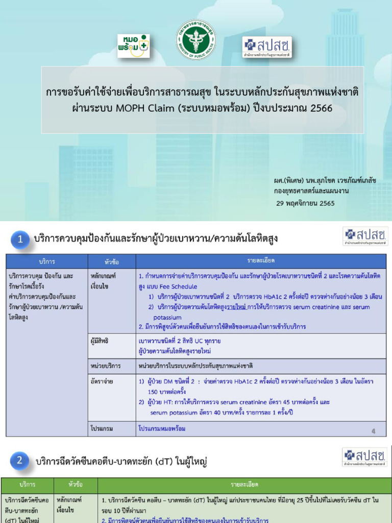 ระบบเบิกจ่ายผ่าน MOPH Claim | PDF