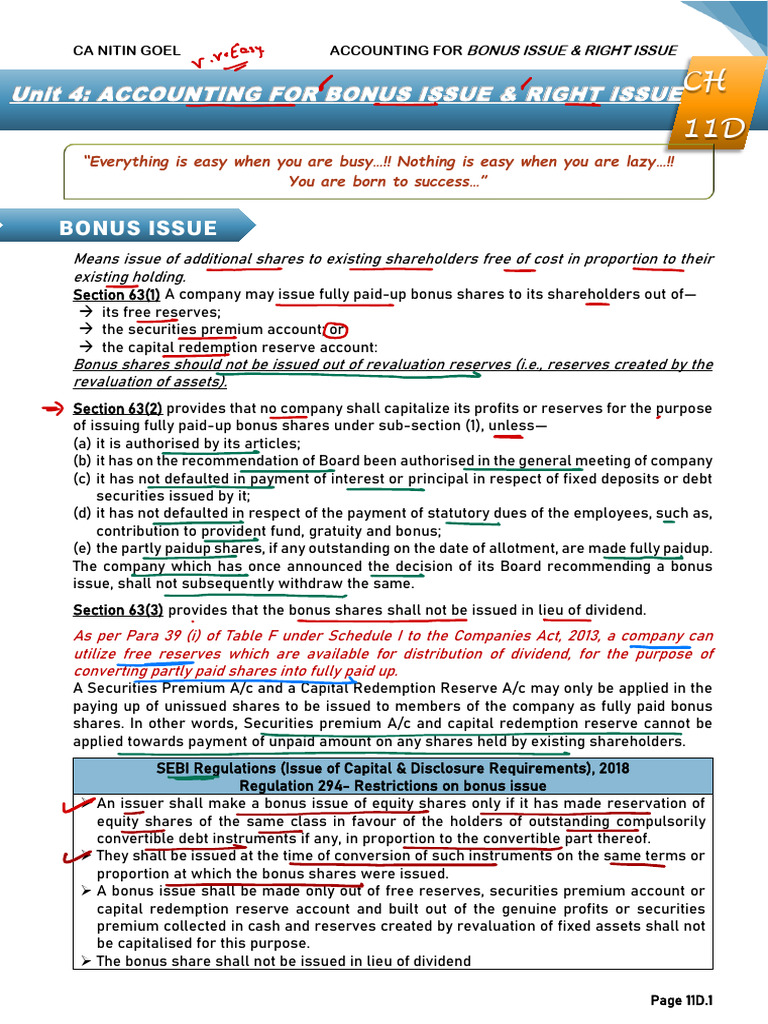 Bonus and Rights Issue Accounting Guide | PDF | Equity (Finance) | Dividend