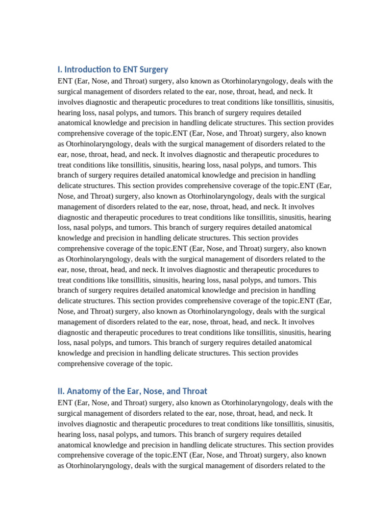 Overview of ENT Surgery Techniques | PDF | Otorhinolaryngology | Human Nose