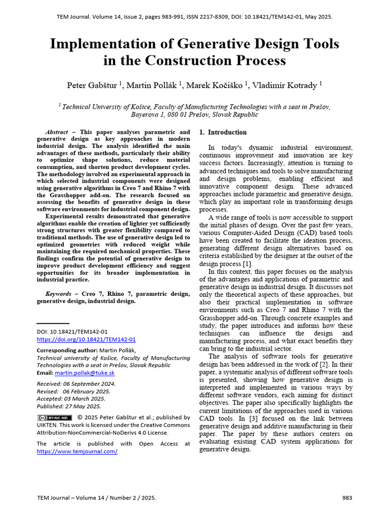 Implementation of Generative Design Tools in The Construction Process | PDF | Acceleration