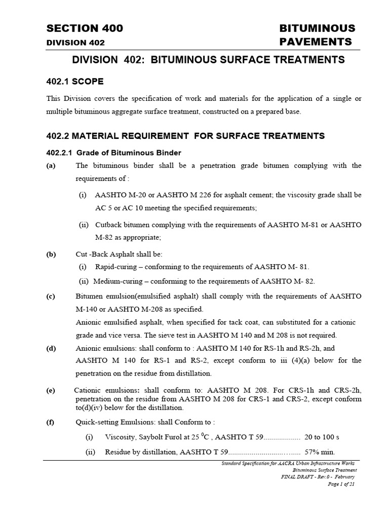 402 - Bitumen Surface Treatments | PDF | Road Surface | Construction ...