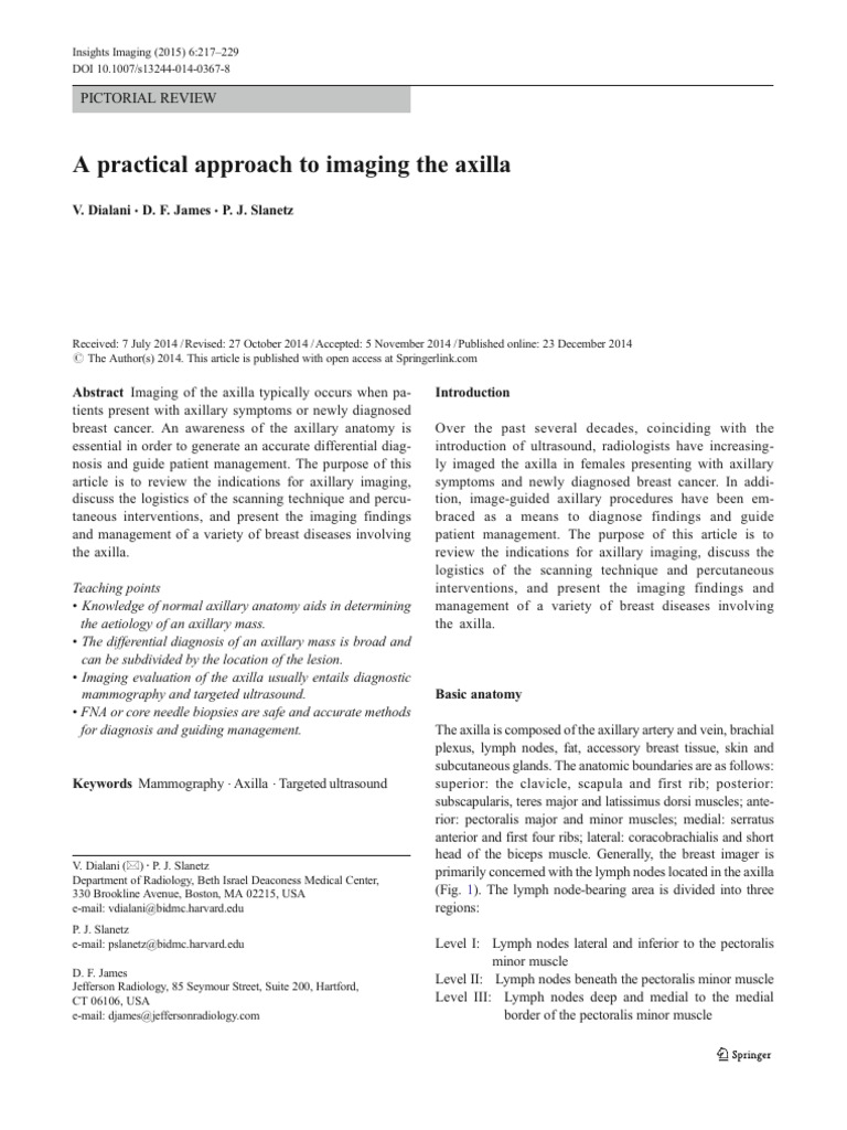 Imaging the Axilla in Breast Cancer | PDF | Breast Cancer | Metastasis