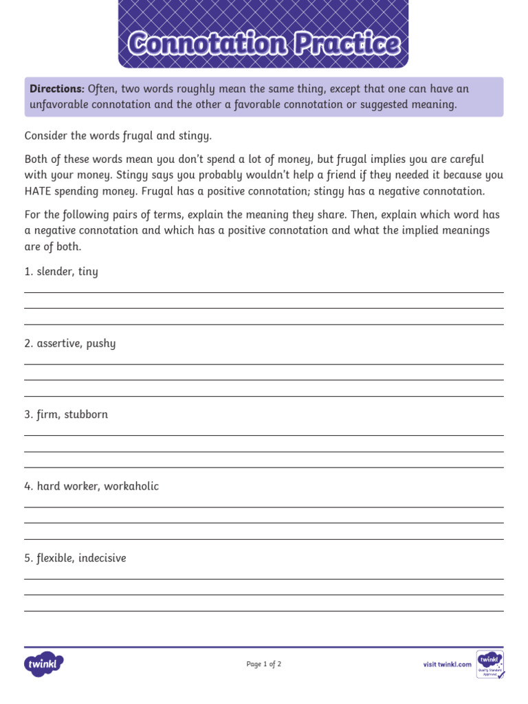 Color Connotation Practice | PDF