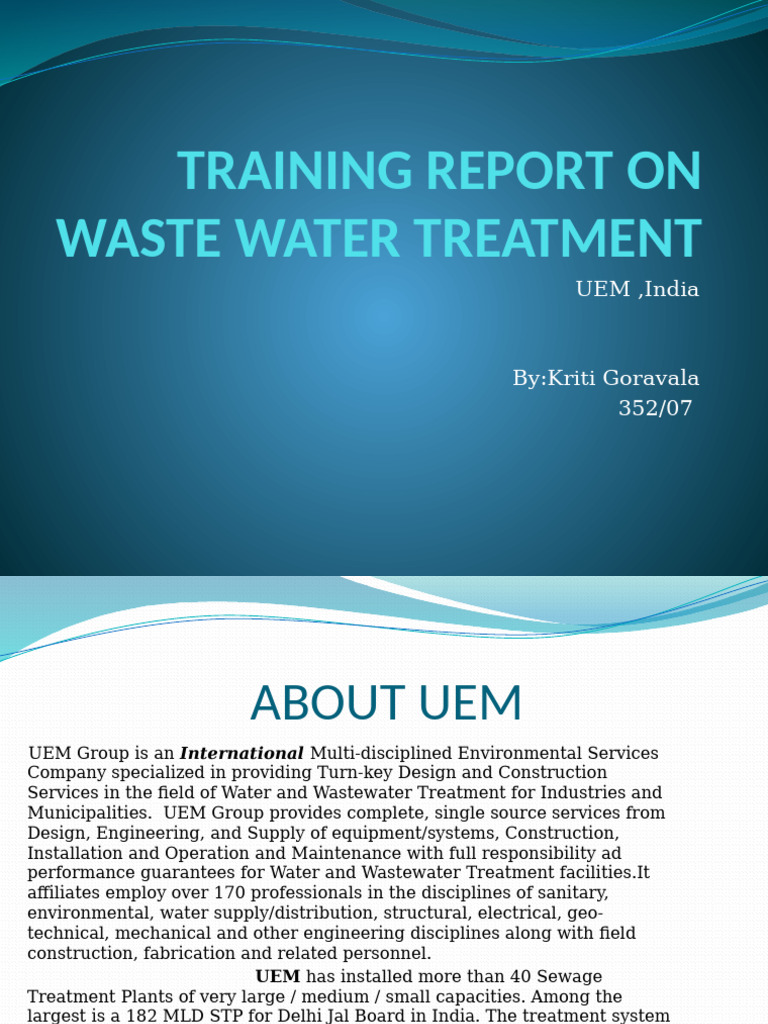 Wastewater Treatment Plant Report | PDF | Sewage Treatment ...