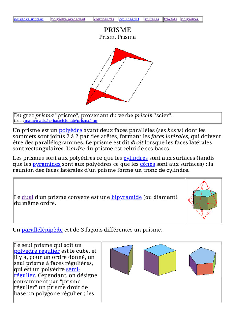 Définition et caractéristiques du prisme | PDF