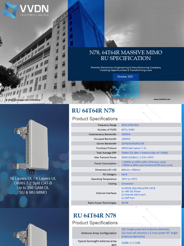 64T64R MIMO Specification - A0-00 | PDF | Bandwidth (Signal Processing) | Mimo