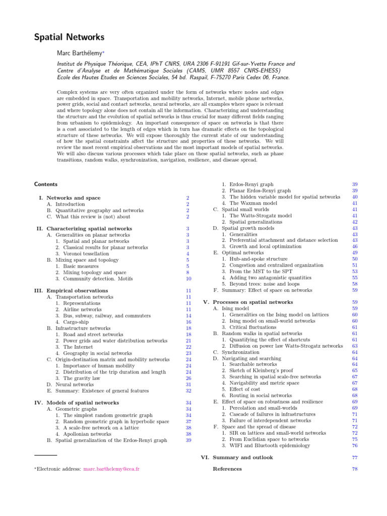 Barthelemy (2011) - Spatial Networks | PDF | Eigenvalues And Eigenvectors | Graph Theory
