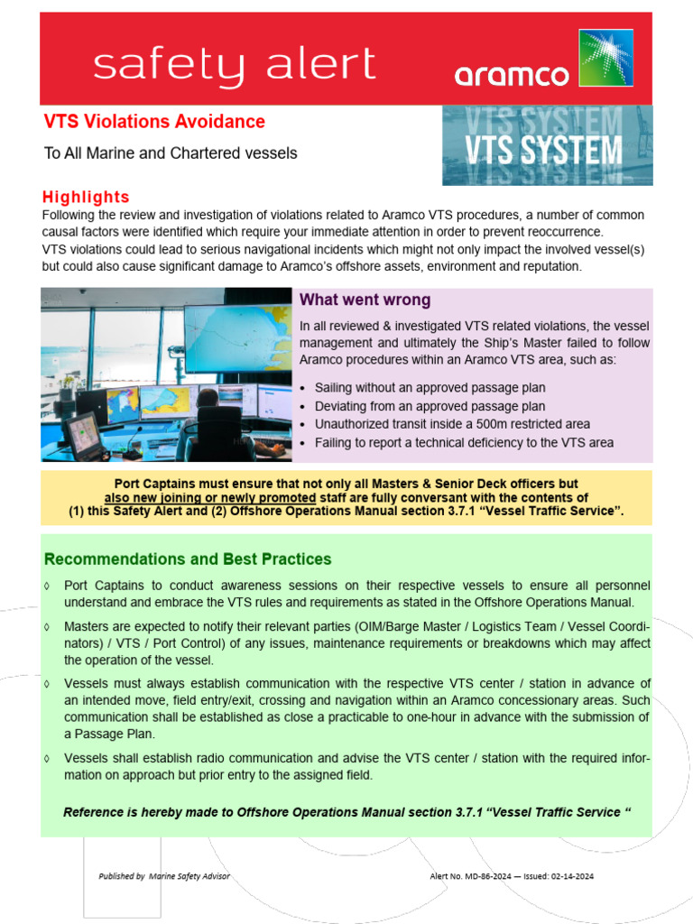 Marine Safety Alert - Publication 86-24 VTS Violations Avoidance | PDF ...