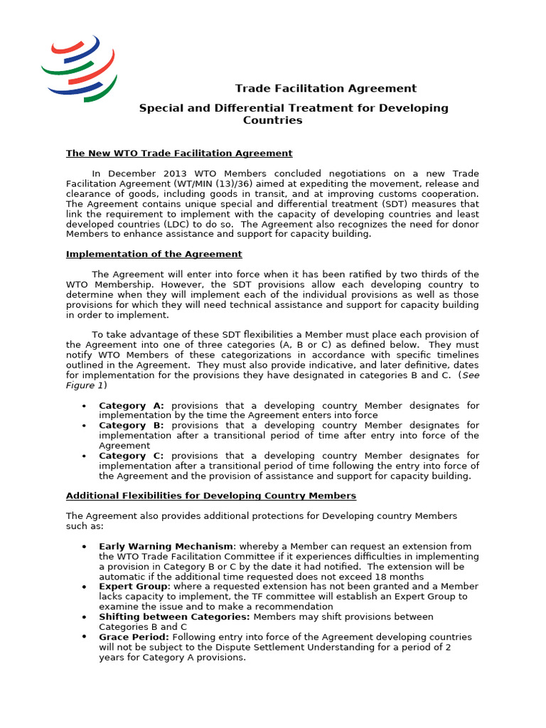 WTO Trade Facilitation Agreement Overview | PDF | World Trade ...