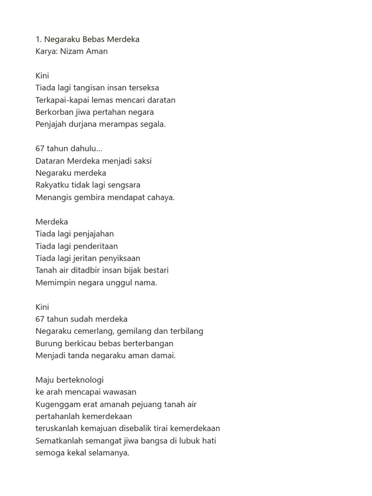 Sajak Merdeka Negaraku | PDF